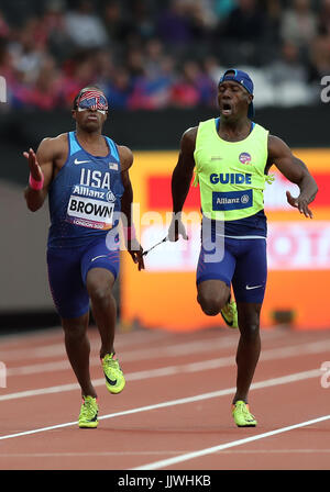 USA's David Brown wins heat of men's 200 meters T11 for blind runners ...