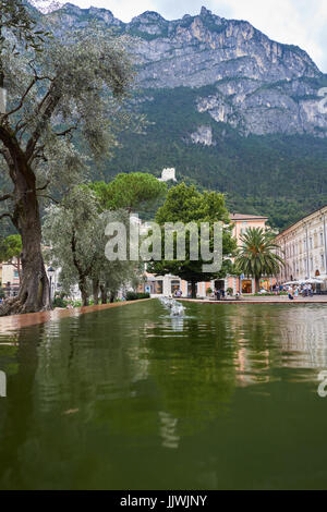 Water feature. Old town Riva del Garda. Lake Garda. Italy Stock Photo ...