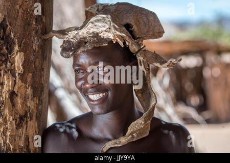 Portrait of a Damara man at the Damara Living Museum, located north of ...