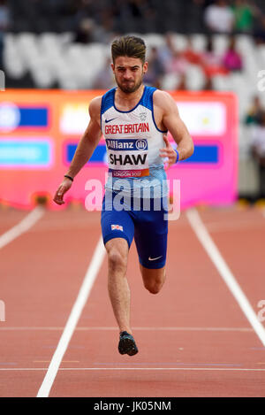 Zachary Zac Shaw crossing the line in heats T12 200m at the World Para ...