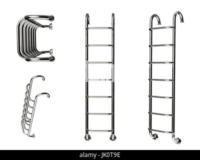 Chrome Swimming Pool Ladder on a white background. 3d Rendering Stock ...