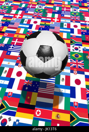 ball and world flags, international soccer concept Stock Photo - Alamy