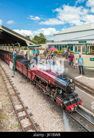A train at the platform at New Romney station on the Romney, Hythe ...