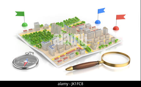 3D Route Map Of A City Stock Photo - Alamy