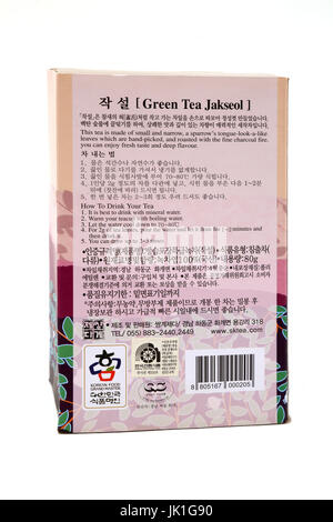 Korean Green Tea Jakseol Bilingual information on package Stock Photo ...