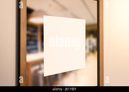 blank square sign on glass door Stock Photo - Alamy