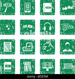 Language learning icons set, grunge style Stock Vector Image & Art - Alamy