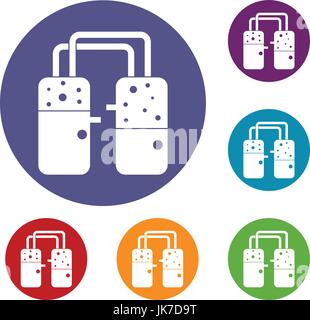 Set of science containers with blue chemical inside illustration Stock ...