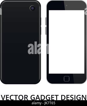 Realistic smartphone front, side and back view. Vector illustration ...