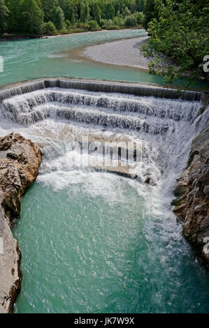 Lechfall, river Lech, waterfall, Fuessen, Ostallgaeu, Allgaeu, Swabia ...