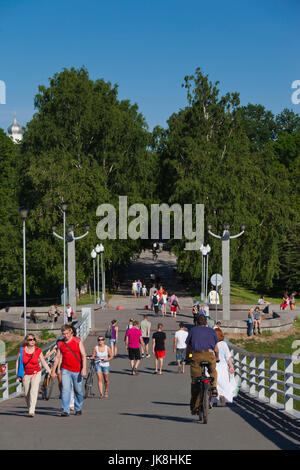 Russia, Novgorod Oblast, Veliky Novgorod, Volkhov River and Novgorod ...