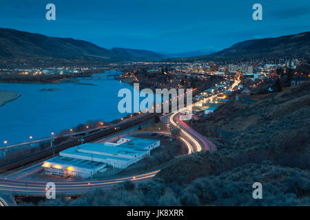 Canada, British Columbia, Kamloops, elevated town view with Overlander ...