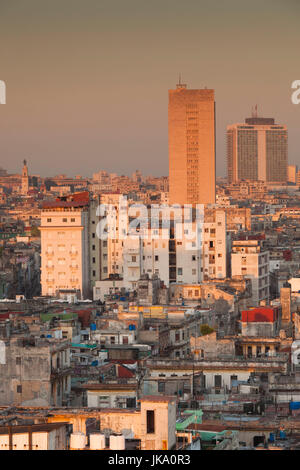 Cuba, Havana, elevated city view above Central Havana, morning Stock ...