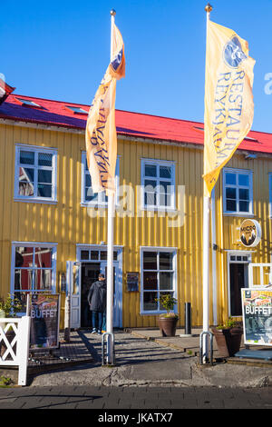 Colourful exterior of a buffet restaurant in old Reykjavik in Iceland ...