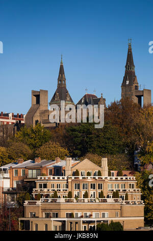 WASHINGTON, DC, USA - Georgetown University, Healy Hall spires, on ...