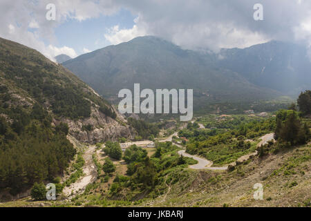 Albania, Llogaraja Pass, mountain landscape by the village of Dukat ...