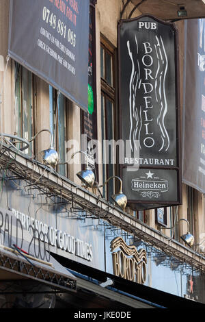 Romania, Bucharest, Lipscani, Old Town, entrance to bar built like ...
