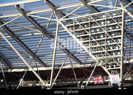 Lighting gantry and roof of the London Stadium at the World Para ...