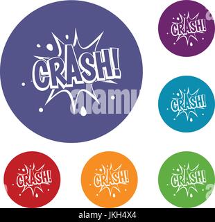 Comic boom zap icons circle set vector isolated on white background ...