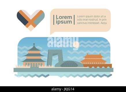 Cartoon Skyline panorama of city of Beijing, China - vector ...