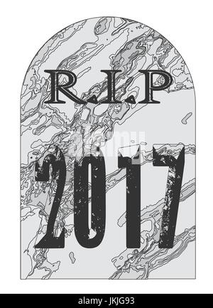 A typical gravestone with the inscription RIP over a white background ...
