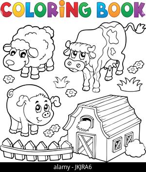 Coloring book with barn and animals Stock Vector Image & Art - Alamy