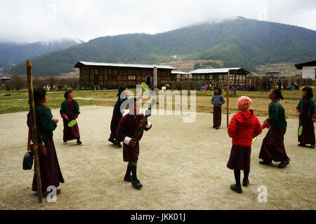 Elementary school of Phobjikha valley, Bhutan Stock Photo - Alamy