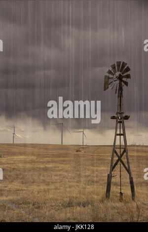 windmill in a rain storm Stock Photo - Alamy