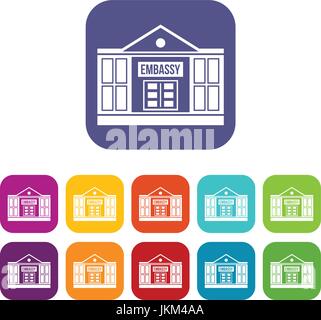 Visa approval and registration flat icons set vector illustration ...