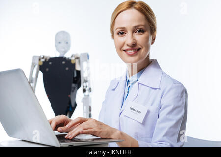 Computer scientist developing artificial intelligence neural networks nodes modeled after human ...