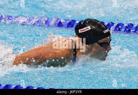 Budapest. 24th July, 2017. Madisyn Cox of the United States waves Stock ...