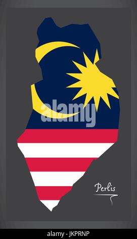 Perlis map vector illustration. Malaysian city. State in Malaysia Stock ...