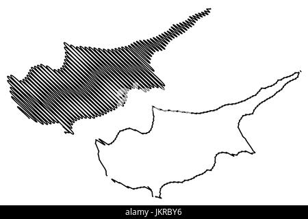 Map of Cyprus - outline. Silhouette of Cyprus map vector illustration ...
