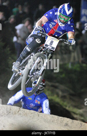 Downhill MTB / 4x MTB at Les Gets WC 2004 Stock Photo - Alamy