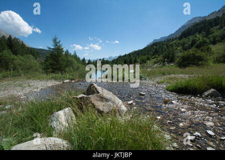 View of Lac d'Estenc, Source of River Var, French Alps, with the lake ...