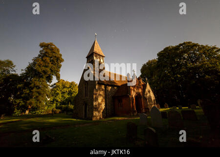 meesden church lit by moonlight plus stars at night time long exposure ...