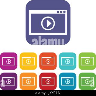 Set of playback icons. Simple flat black vector symbols in black - play ...