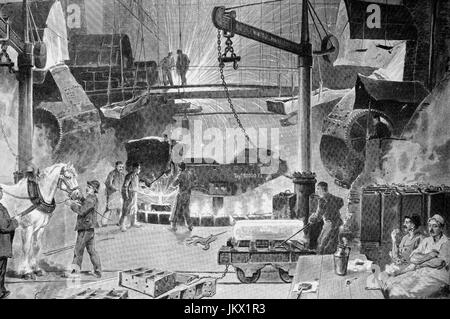 Steel production, Krupp factory, Essen, Germany, World War I, 1917 ...