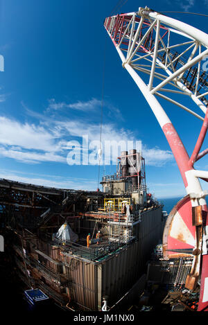 Workers on the BP Miller oil and gas rig, in the north sea, as Petrofac ...