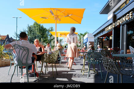 People outside newly opened Establo Cafe Bar enjoying the warm summer ...