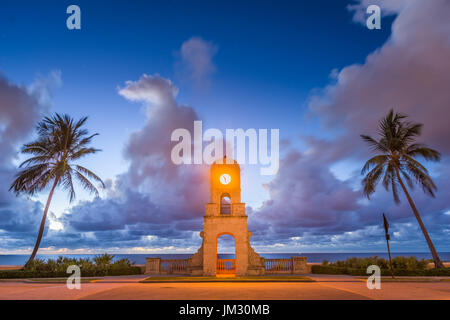 Beachfront Clock Tower at sunrise on South Ocean Boulevard at Worth ...