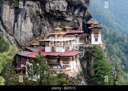 Close-up of Tiger's Nest Monastery (Paro Taktsang) on a cliffside, Paro ...