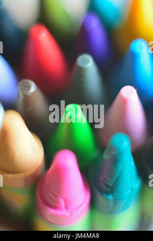 Macro details of colorful wax crayons Stock Photo - Alamy