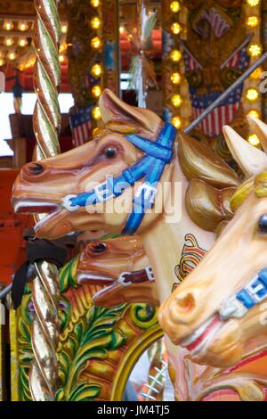 Fairground horses, gallopers on a merry go round carousel Stock Photo ...