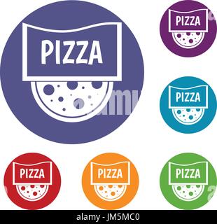 Pizza badge or signboard icons set hexagon Stock Vector Image & Art - Alamy
