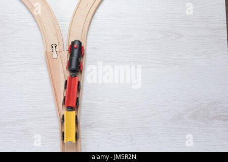 Overhead view of wooden train tracks Stock Photo - Alamy