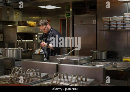 Catering crew on a north sea oil and gas platform. BP Miller ...