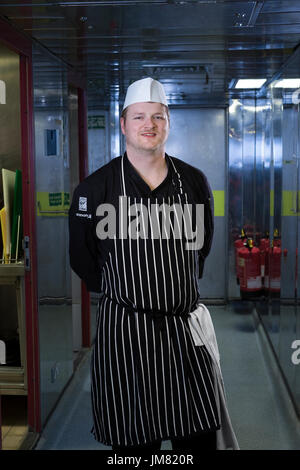 Catering crew on a north sea oil and gas platform. BP Miller ...