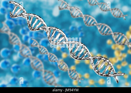 3d rendering silver dna structure on white background Stock Photo - Alamy