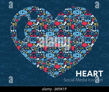Heart flat icon set. Couples of hearts in love concept icons. Different ...